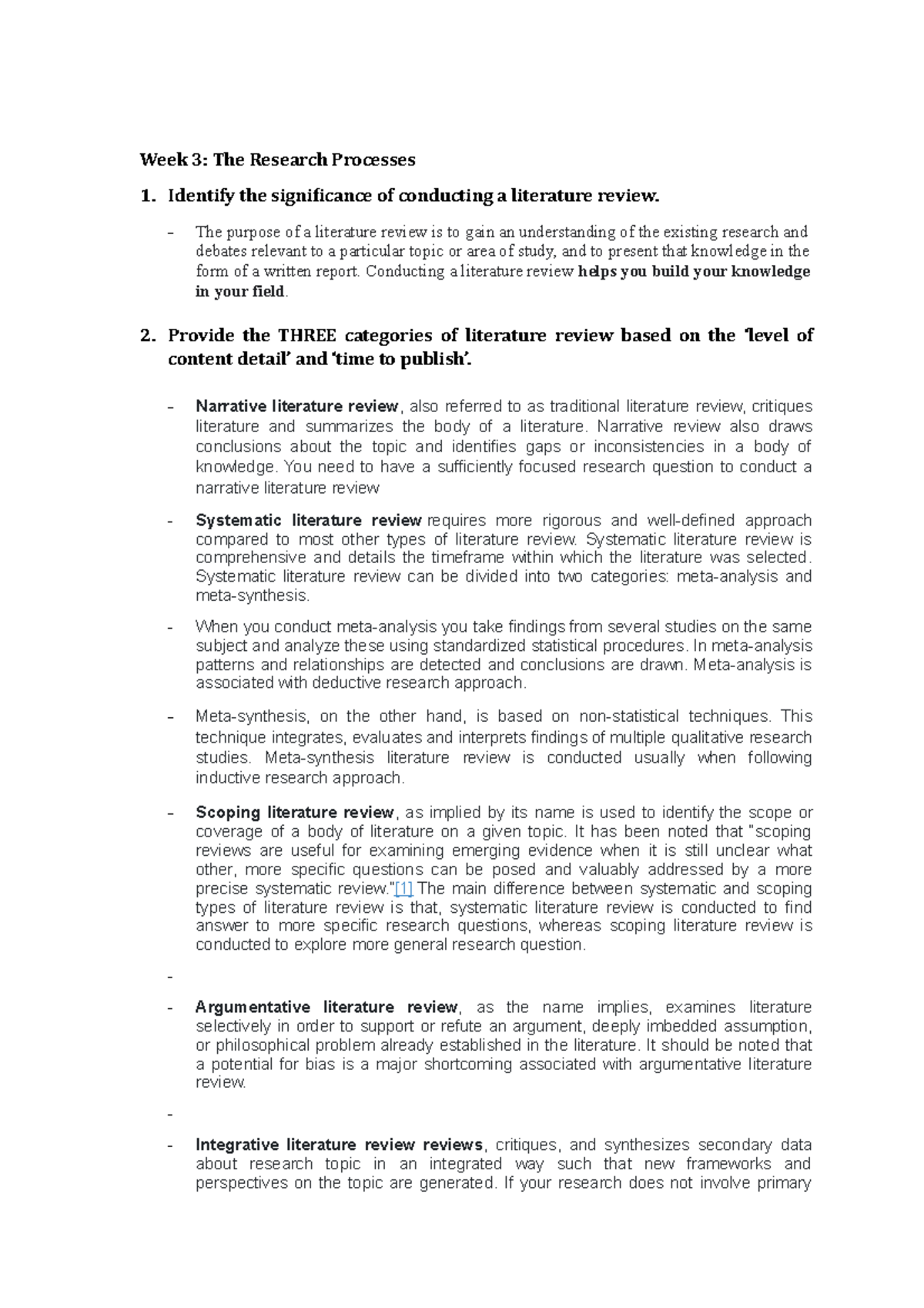 Tutorial Topics Research Methodology - Week 3: The Research Processes 1 ...