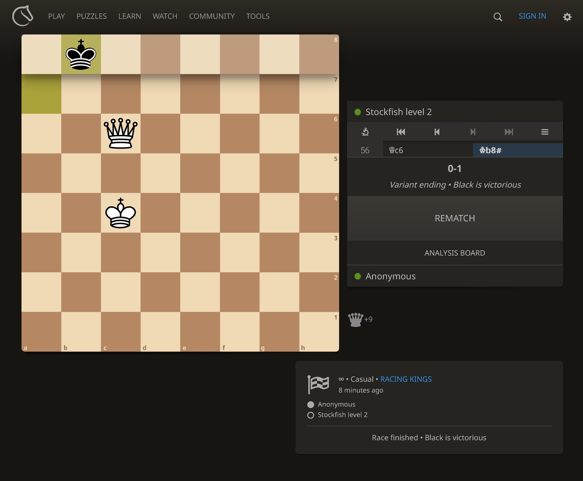 Your turn - Play Stockfish level 2 • lichess - Anonymous Stockfish ...