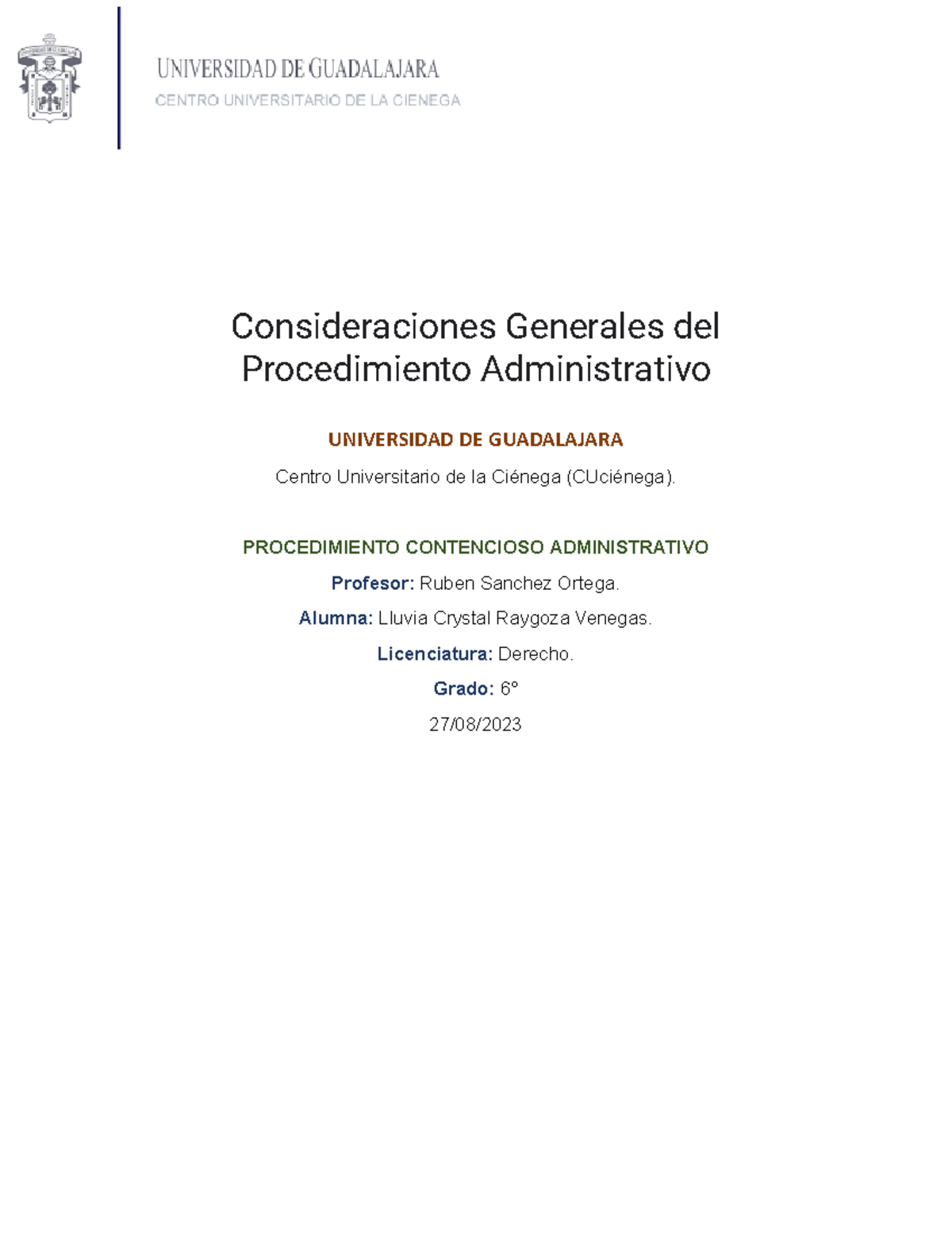 Generalidades del proceso administrativo 2 - Consideraciones Generales ...