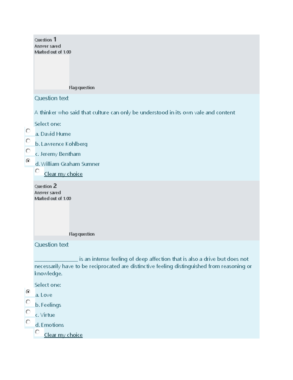 Ethics-midterm exam 50 - Question 1 Answer saved Marked out of 1. Flag ...