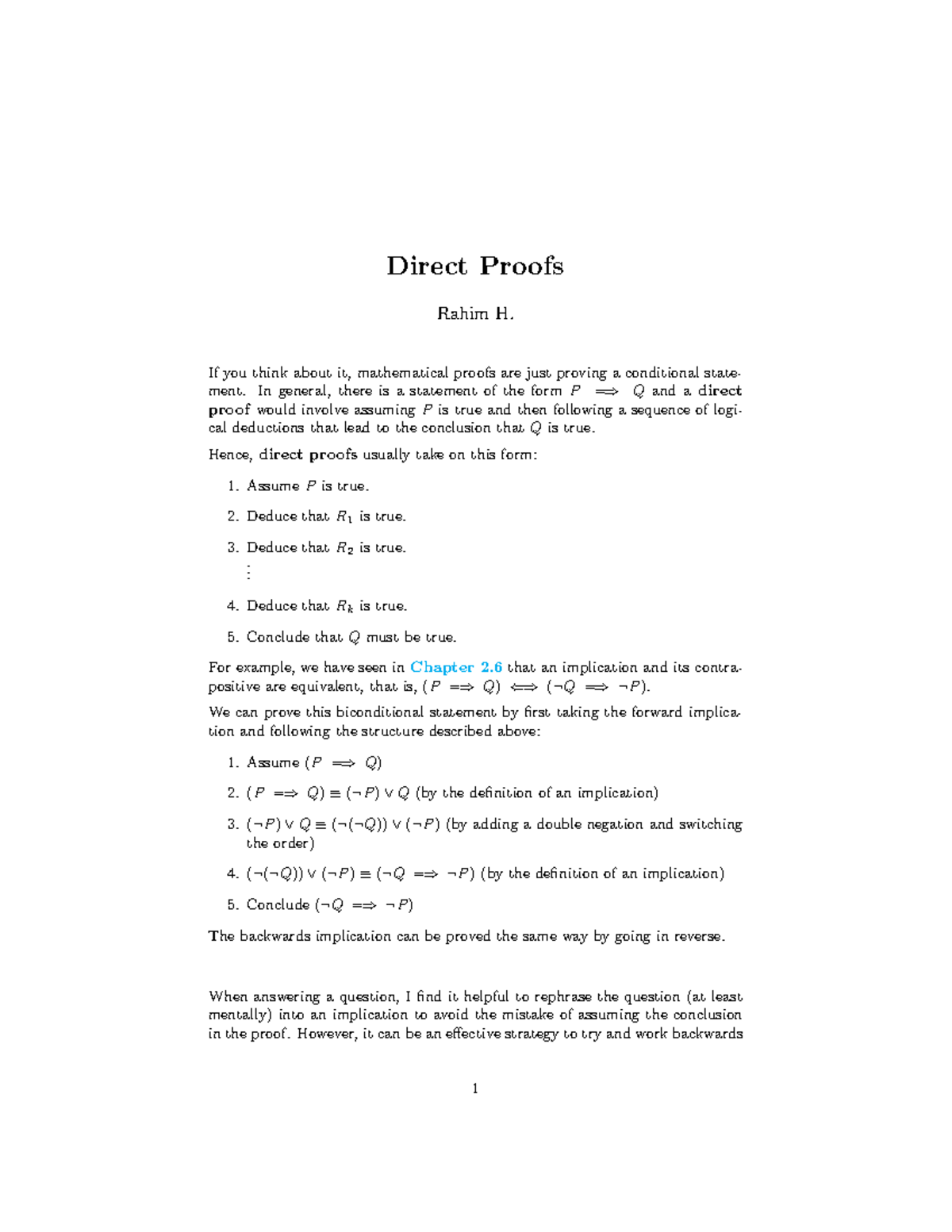 Direct Proofs - Direct Proofs Rahim H. If you think about it ...