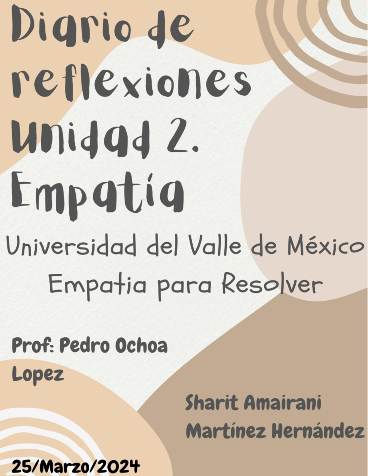 Diario de reflexiones Unidad 2. Empatía - PUNTO DE PARTIDA ¿Consideras que la empatía tiene ...