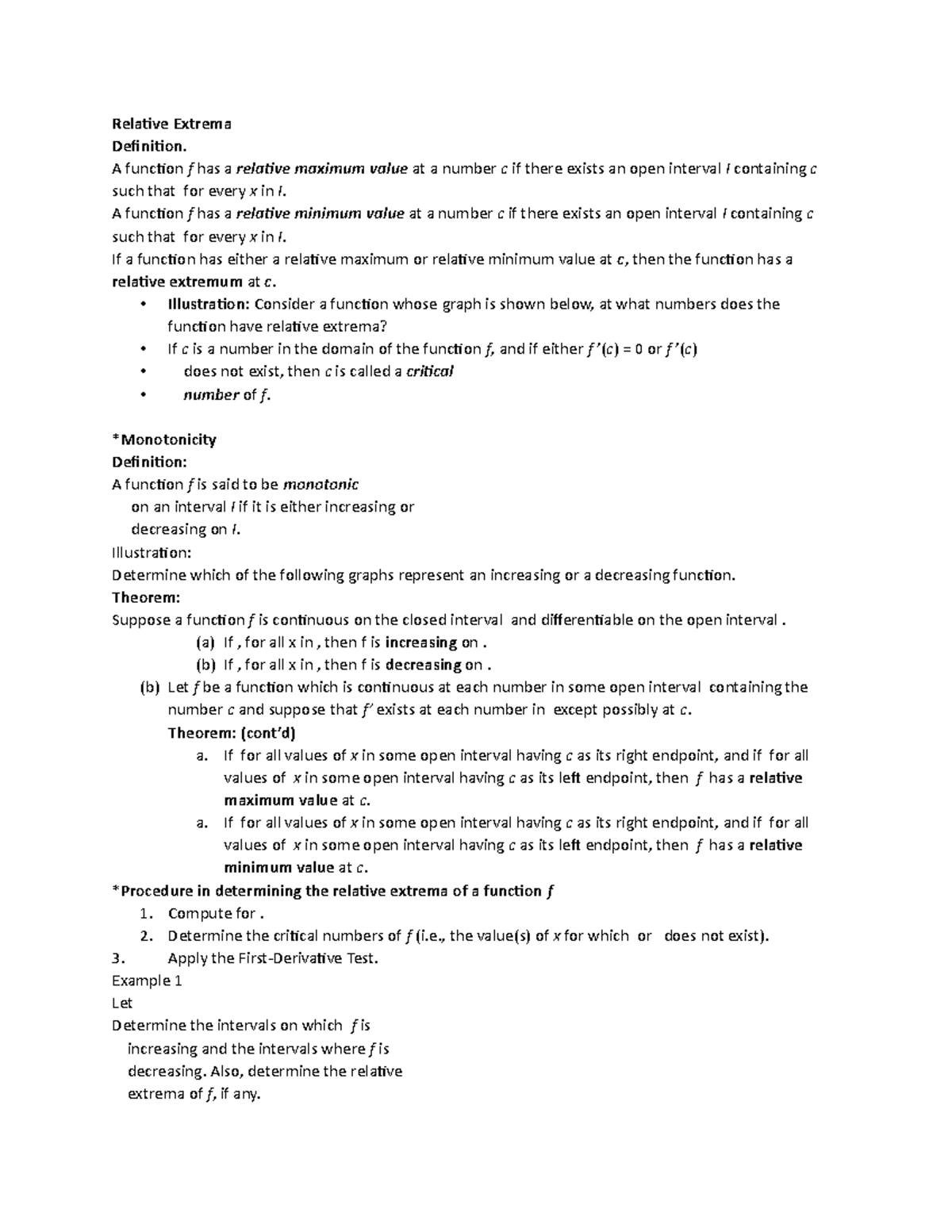 Relative Extrema AND Others - Relative Extrema Definition. A function f ...
