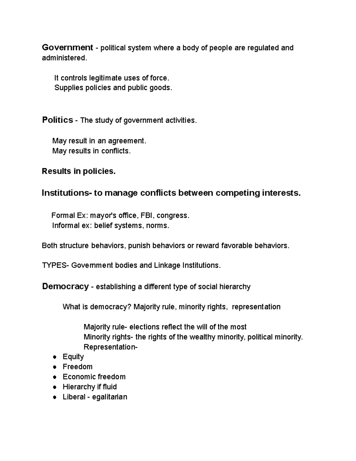 PO notes 8 29 - POLSC 110, LINA NEWTON - Government - political system ...