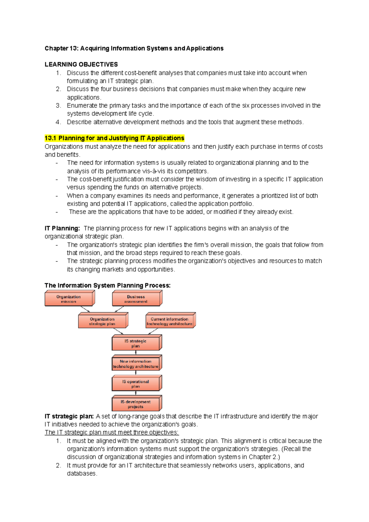 Chapter 13 Acquiring Information Systems and Applications - COMM 205 ...