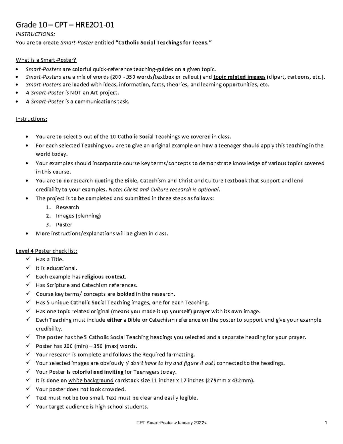 Culminating Task - Religion Catholic Social Teachings Assignment - CPT ...