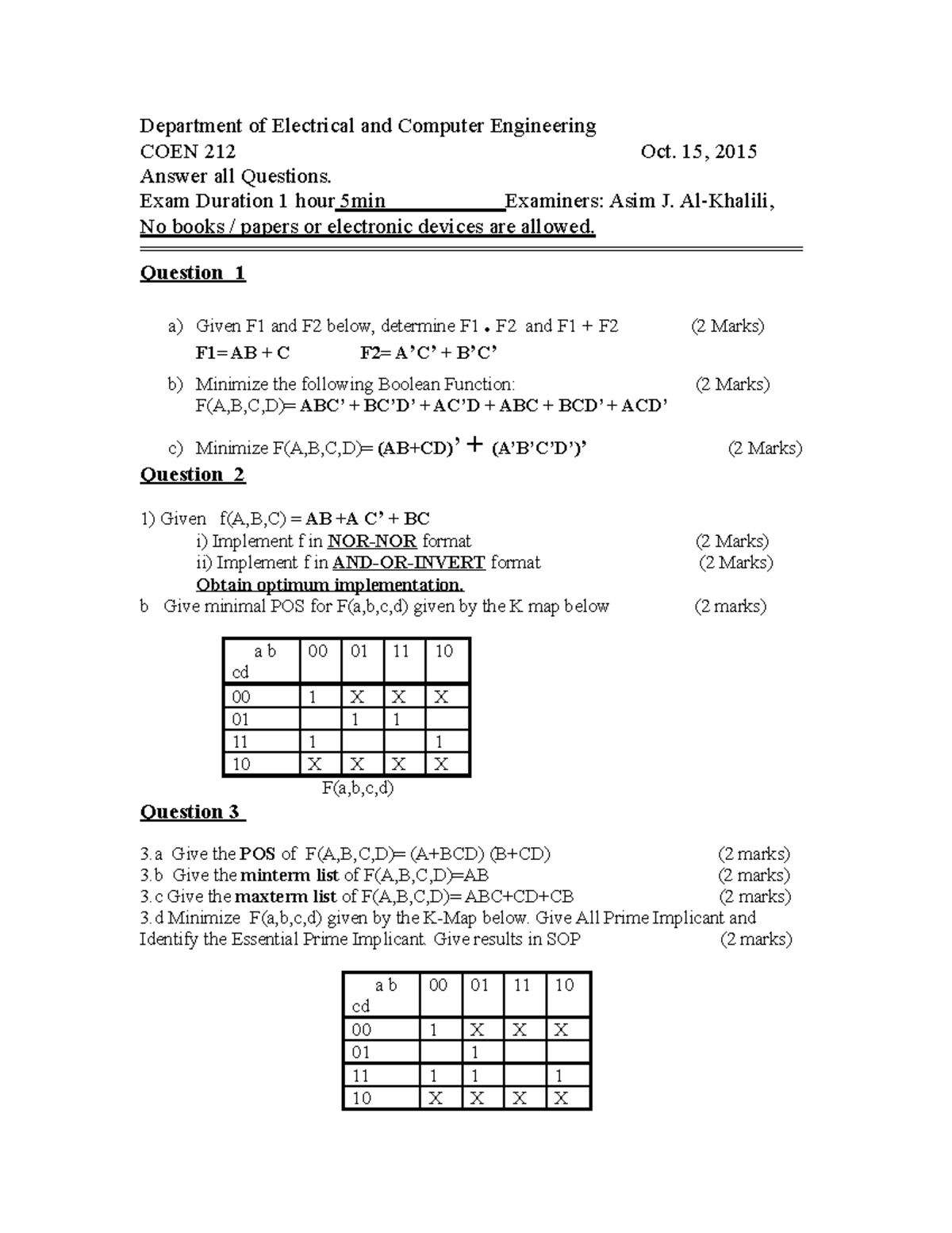 M E 2015 - Past Exam - Department of Electrical and Computer ...
