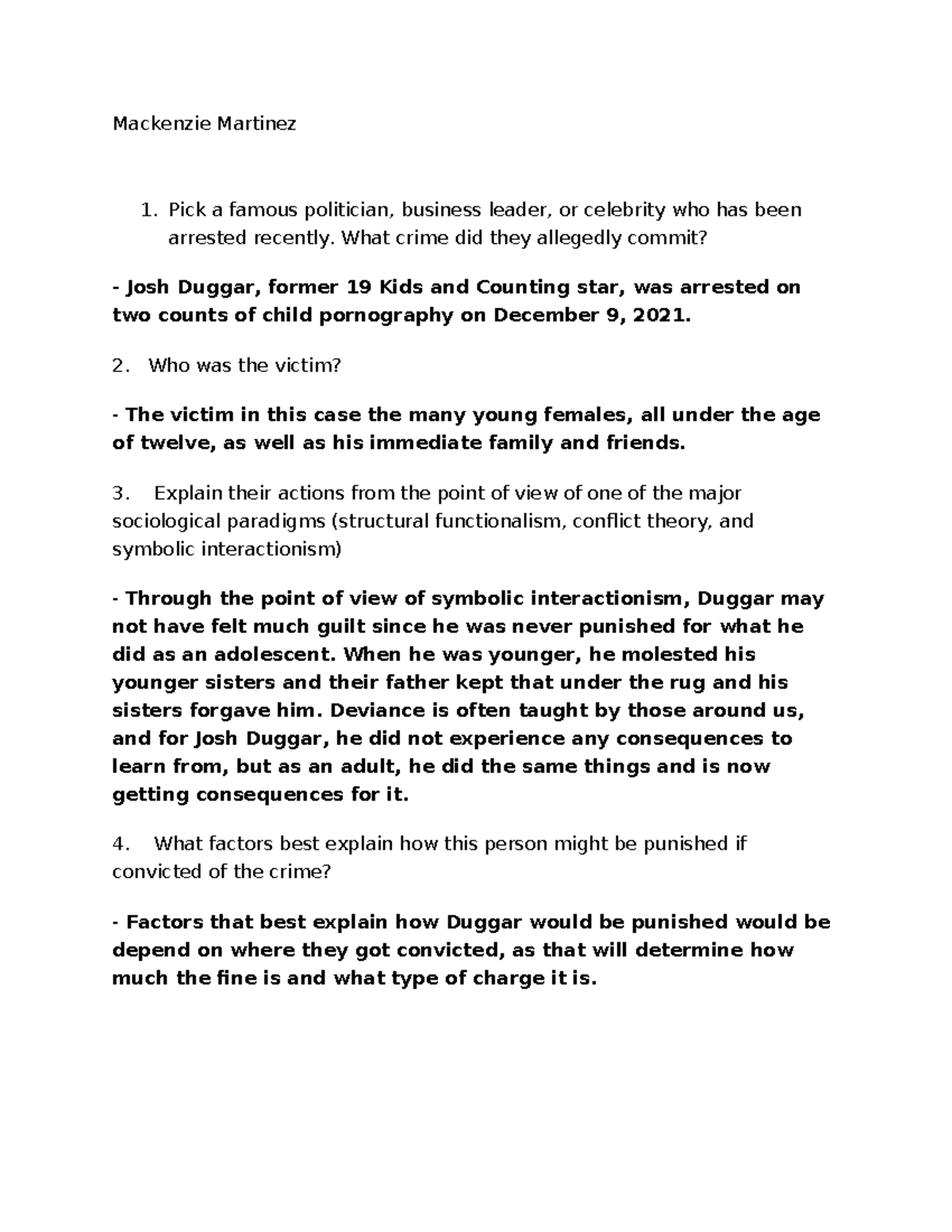 SOC102 Deviant Activity - Mackenzie Martinez 1. Pick a famous ...