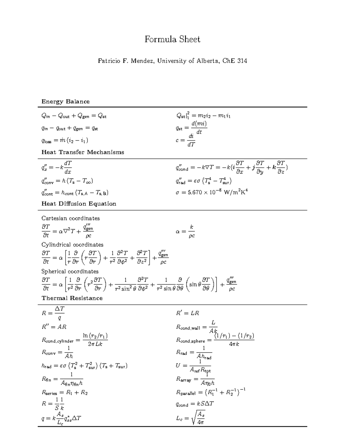 Formula sheet - Useful concept 2 (Winter term 2021) by Patricio F ...