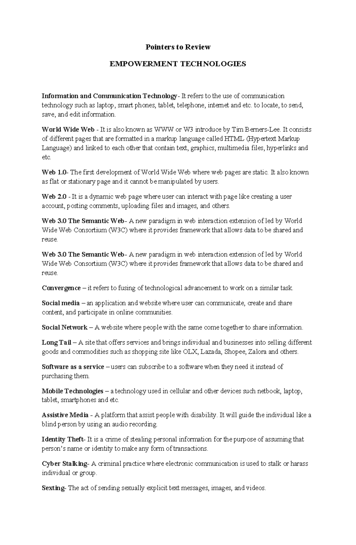 Pointers to Review Emp Tech - Pointers to Review EMPOWERMENT ...