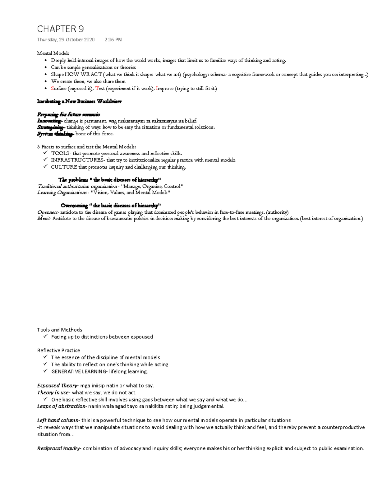 Chapter 9- Mental Models - Studocu