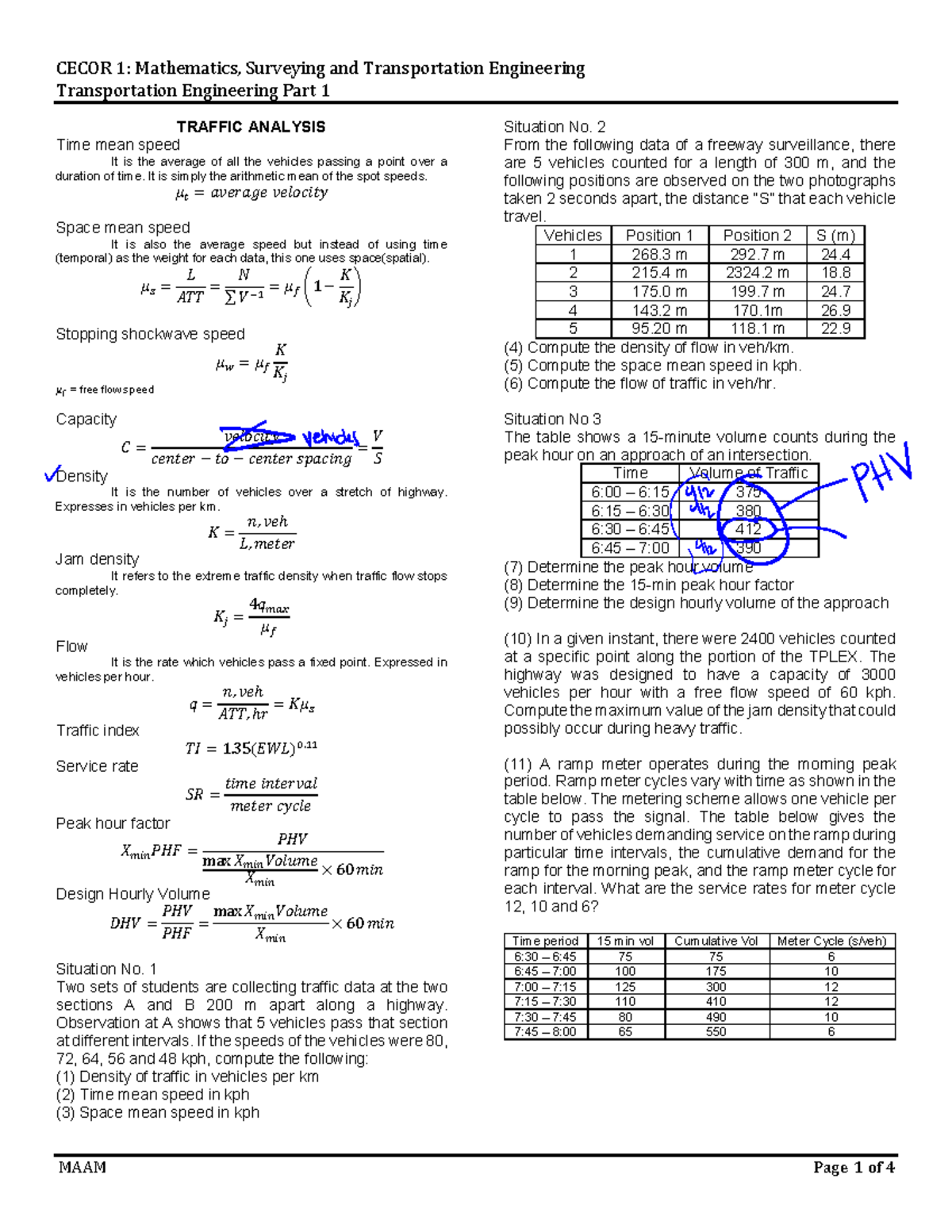 CER1 Transportation Engineering - Solutions - CECOR 1: Mathematics ...