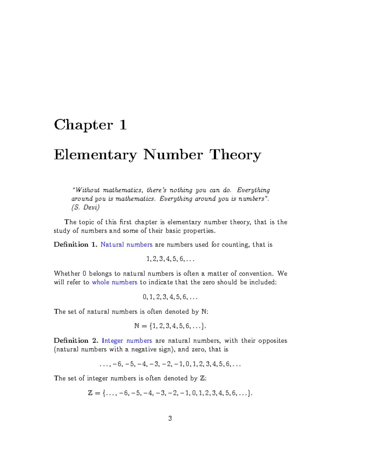 Topic 01-Elementary Theory - Chapter 1 Elementary Number Theory “Without mathematics, there’s ...