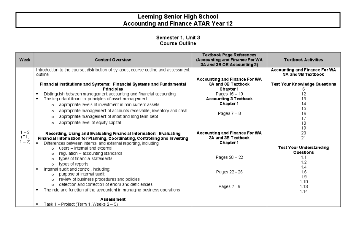 Course Outline - Nice - Leeming Senior High School Accounting and ...