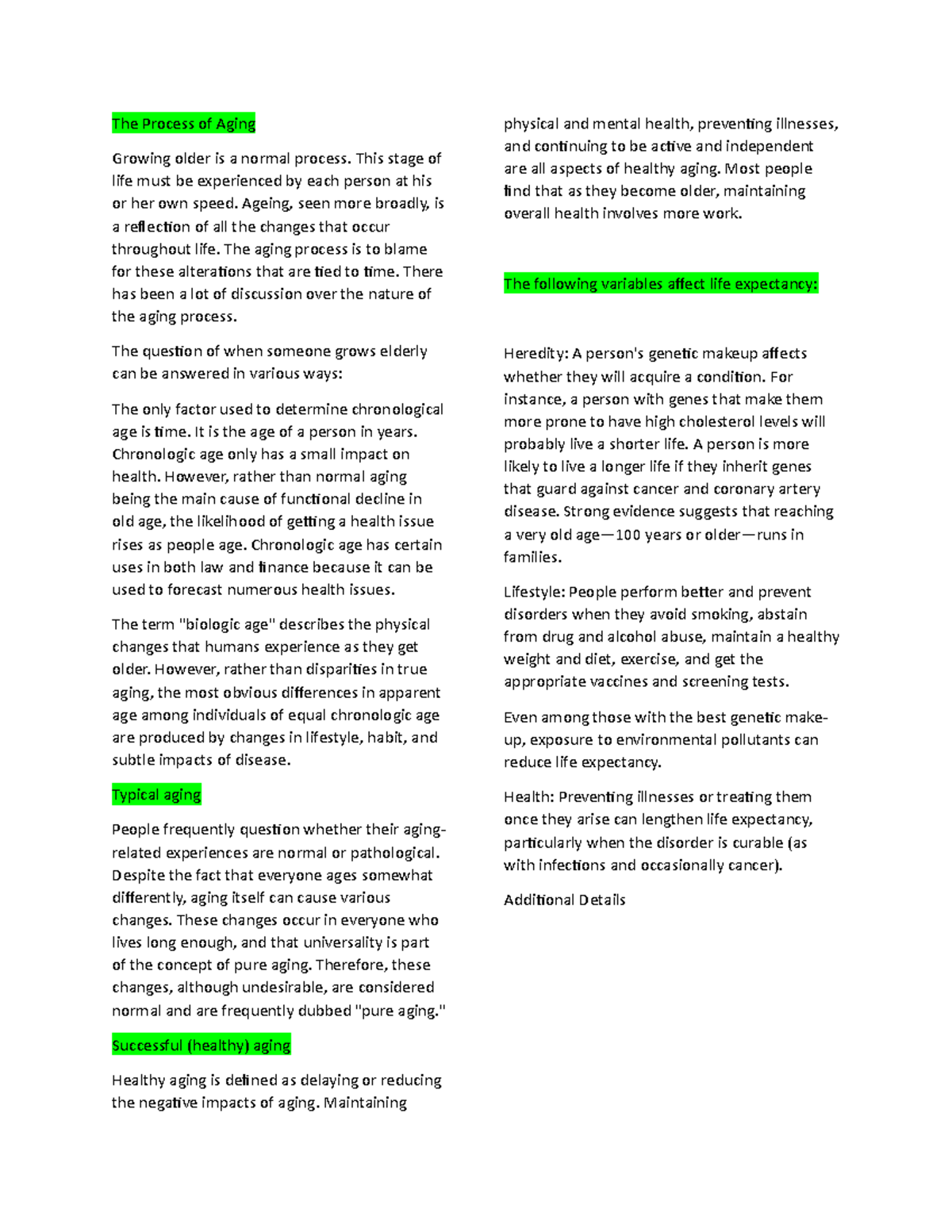 The Process of Aging - The Process of Aging Growing older is a normal ...