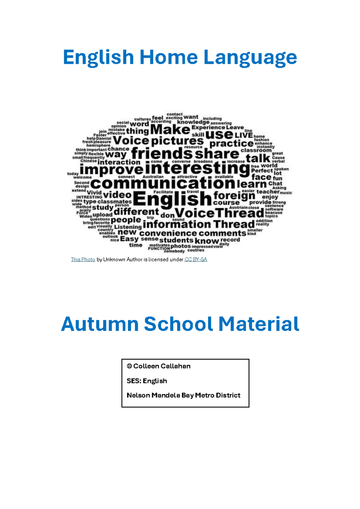 English Home Language Autumn School Intervention - English Home ...