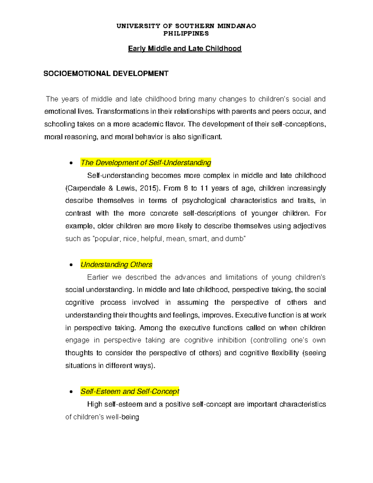 Early Middle Child AND LATE Childhood 3 - PHILIPPINES Early Middle and ...