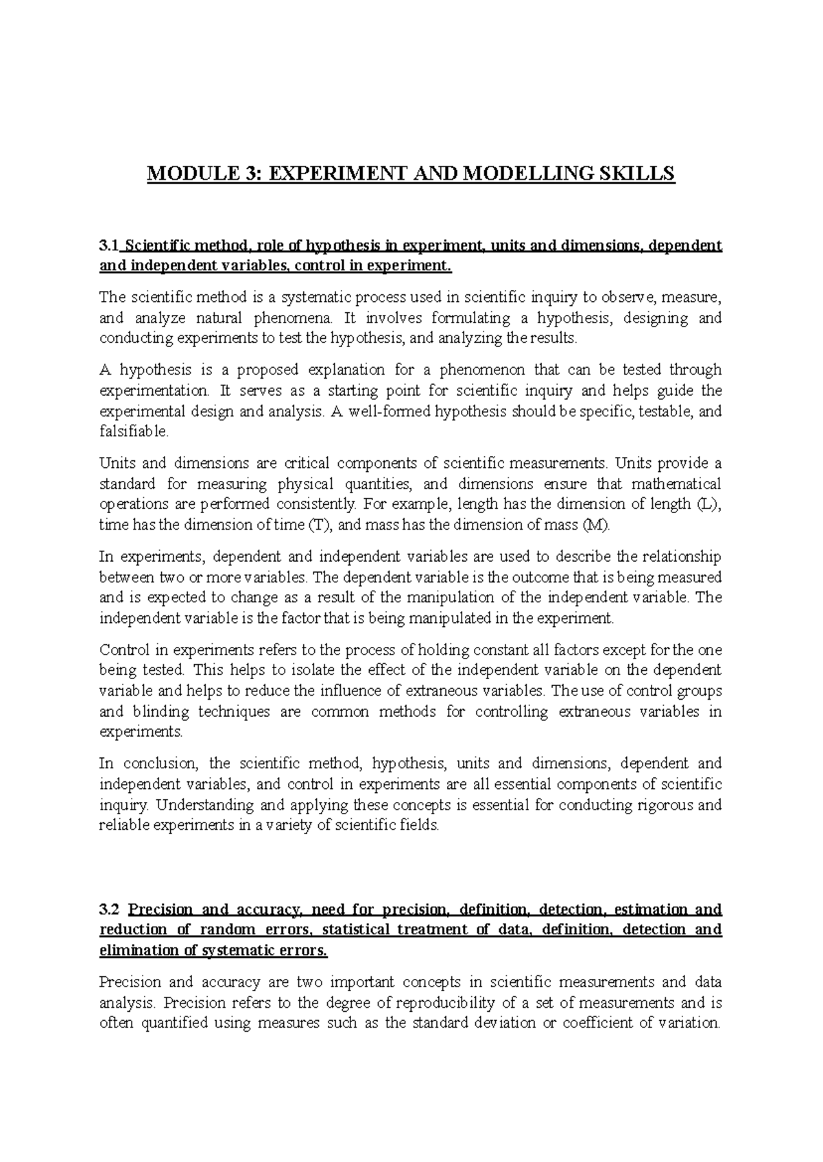 RM 3 - PHD - MODULE 3: EXPERIMENT AND MODELLING SKILLS 3 Scientific ...