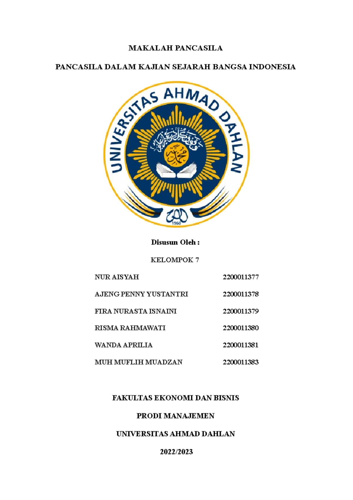 Makalah Pancasila-Pancasila dalam Kajian Sejarah Bangsa Indonesia ...