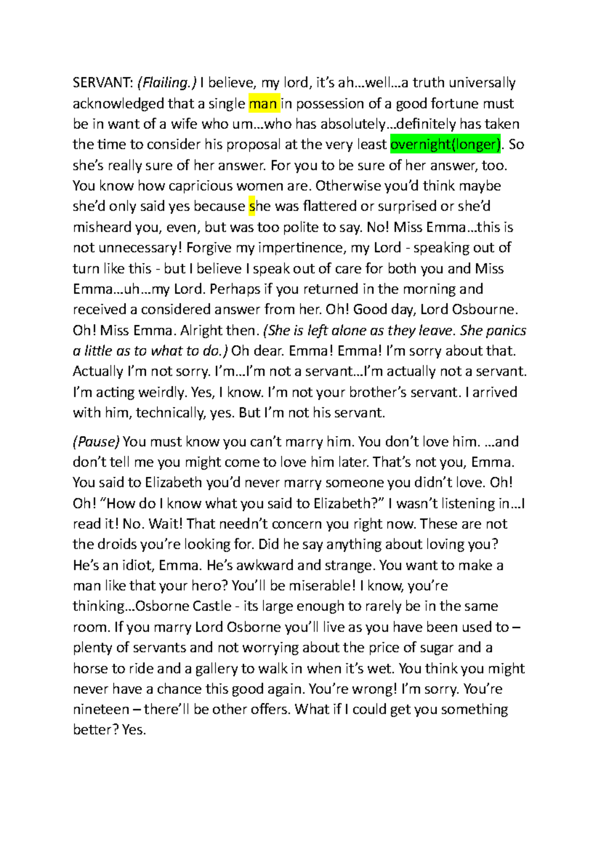 Drama monologue HSC - SERVANT: (Flailing.) I believe, my lord, it’s ah ...