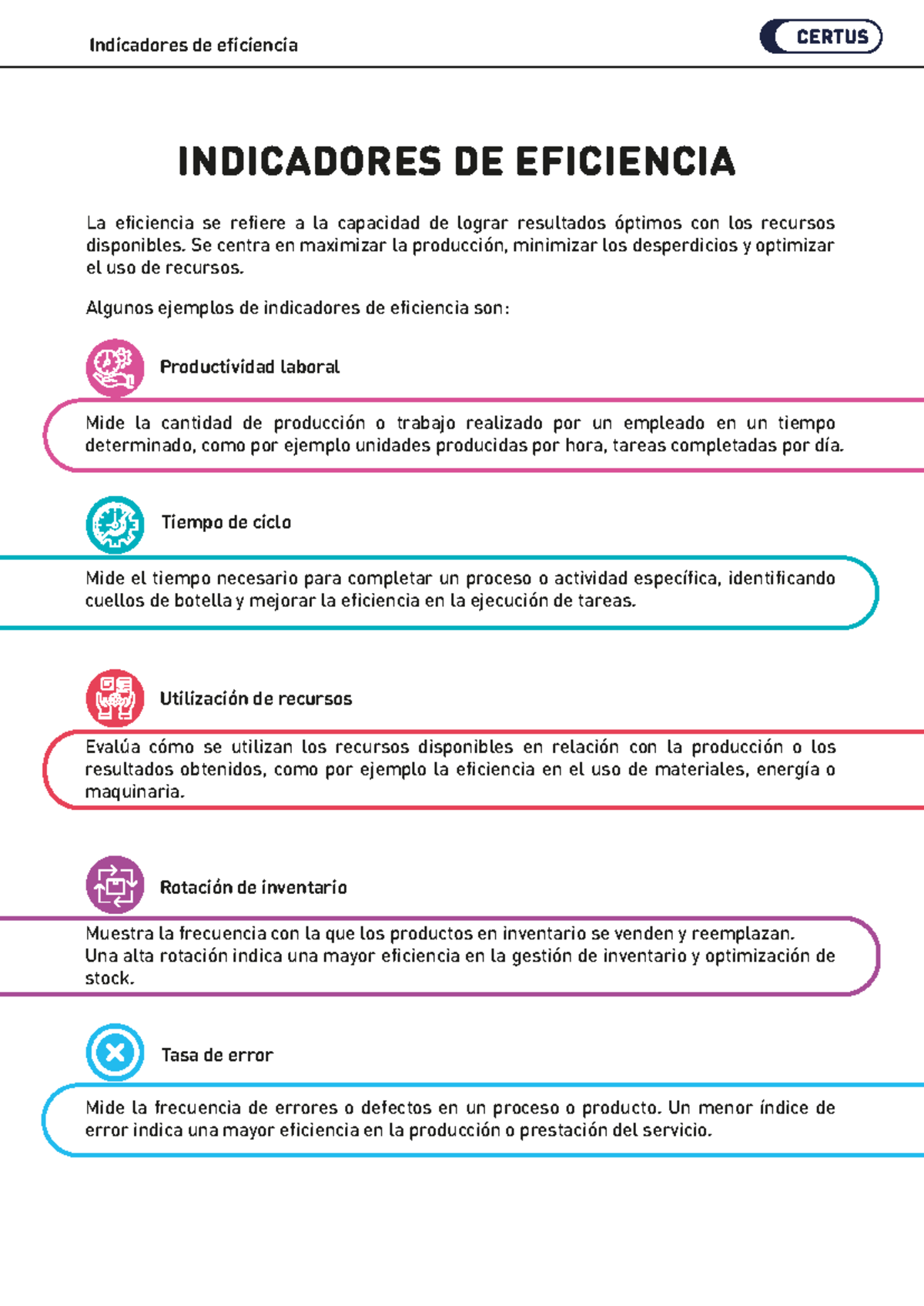 Estacion 2 CC indicadores de eficiencia - Indicadores de eficiencia ...