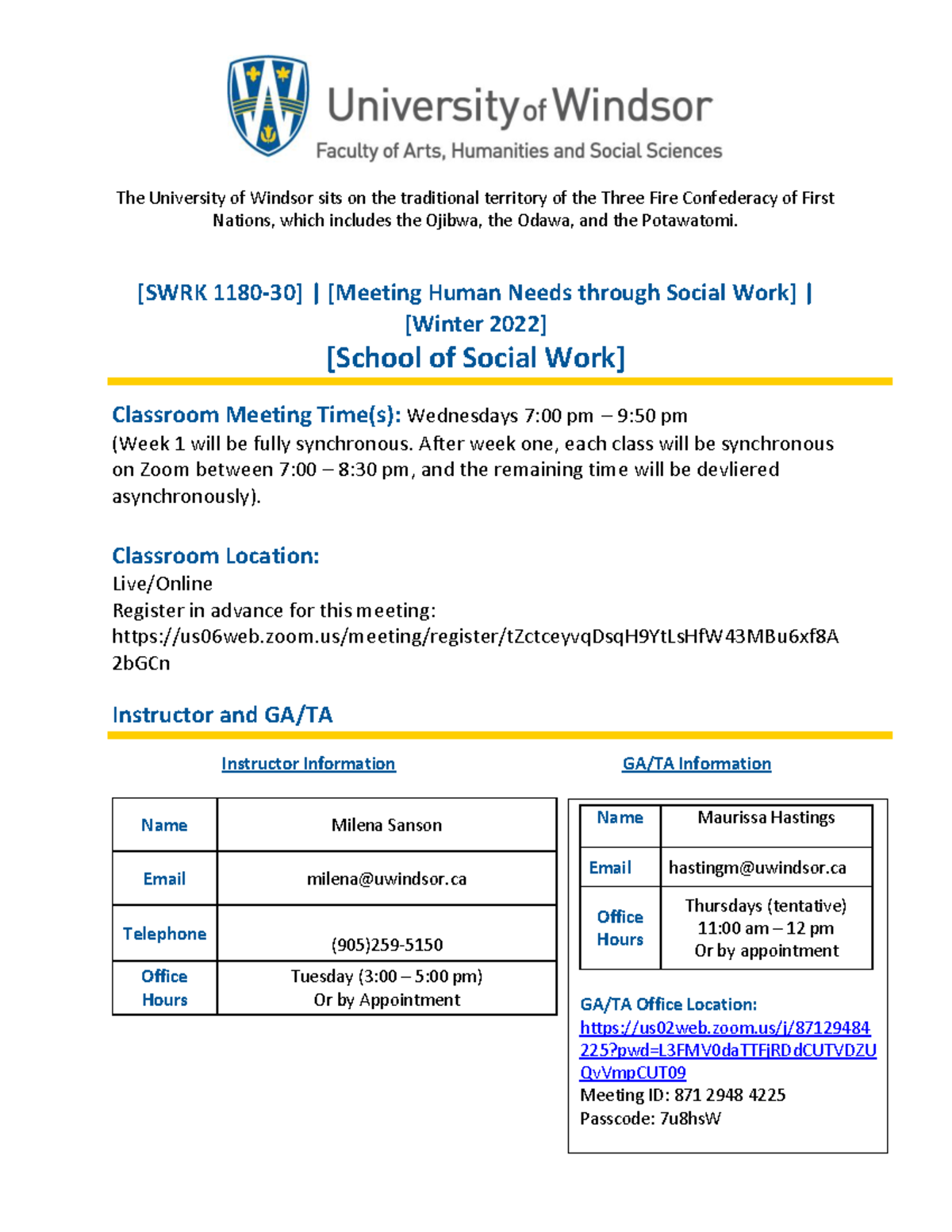 SWRK 1180-Syllabus 2021 - 02 47 210 - U of W - Studocu