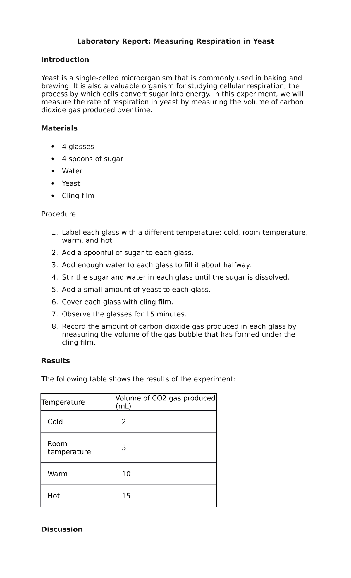 Laboratory Report - It is also a valuable organism for studying ...