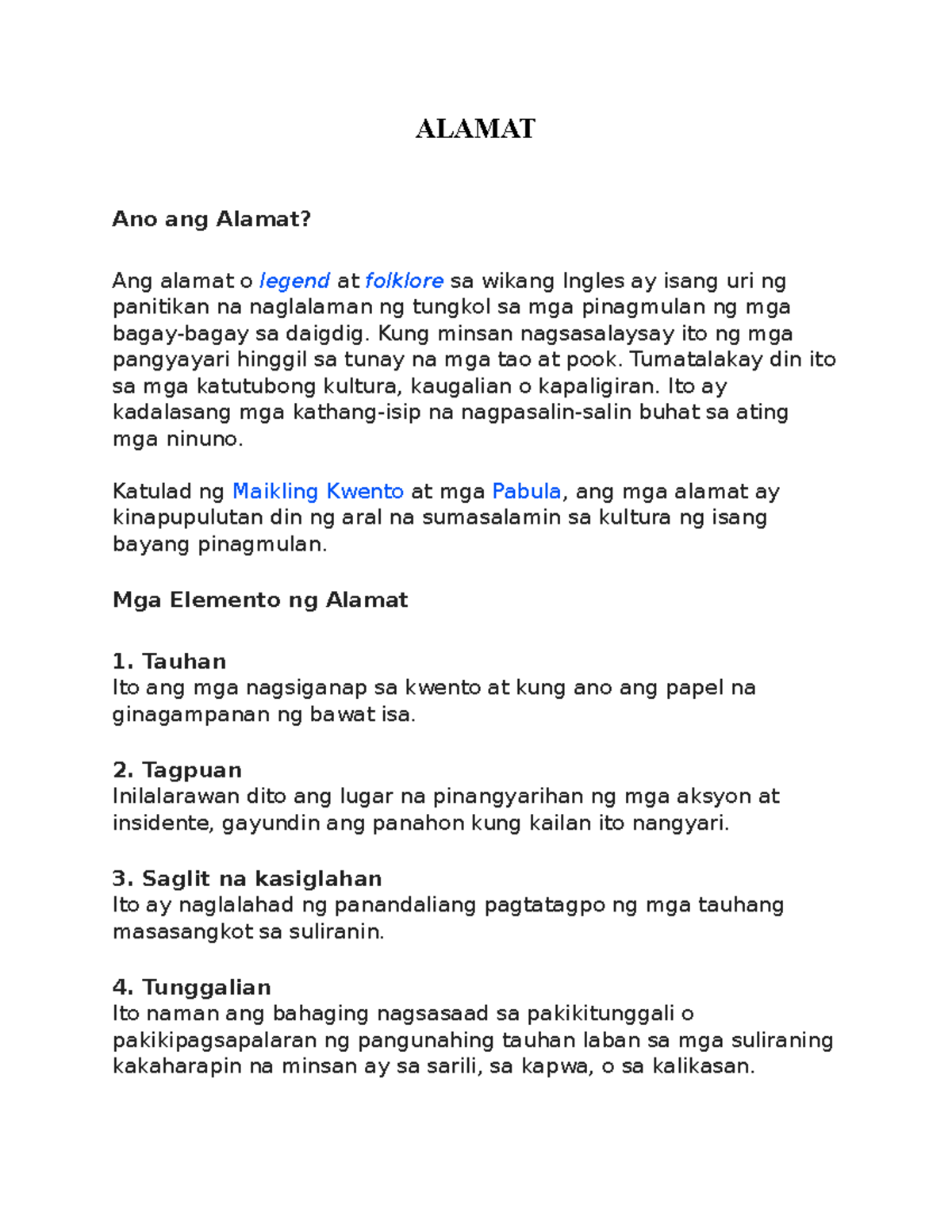 Alamat - ALAMAT Ano ang Alamat? Ang alamat o legend at folklore sa ...