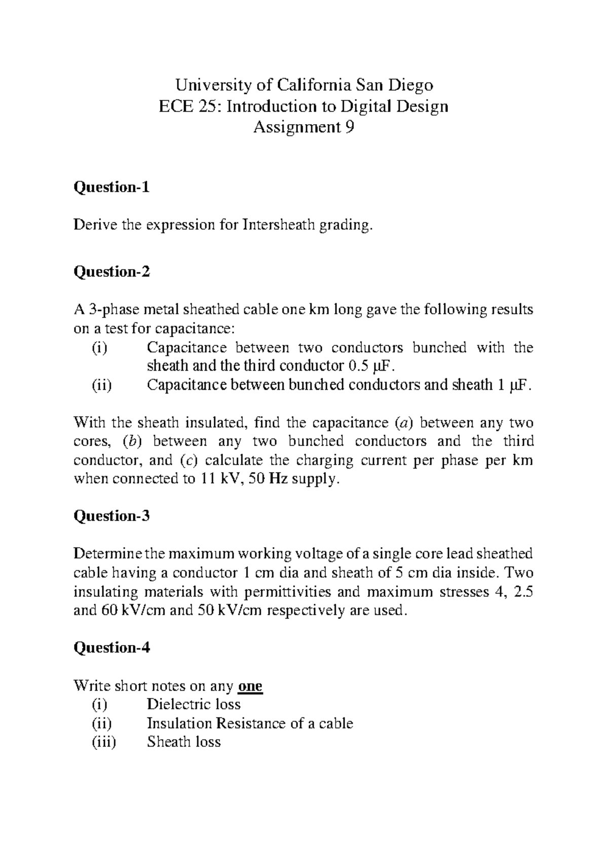 ECE 25 Assignment 9 - University of California San Diego ECE 25 ...