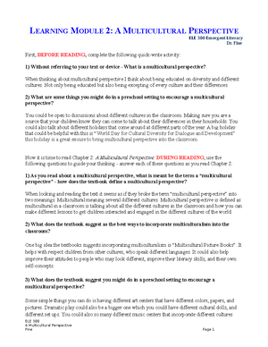 Learning Module 2 Reading Guide Multicultural Perspective Ch. 2 - LEARNING MODULE 2: A ...