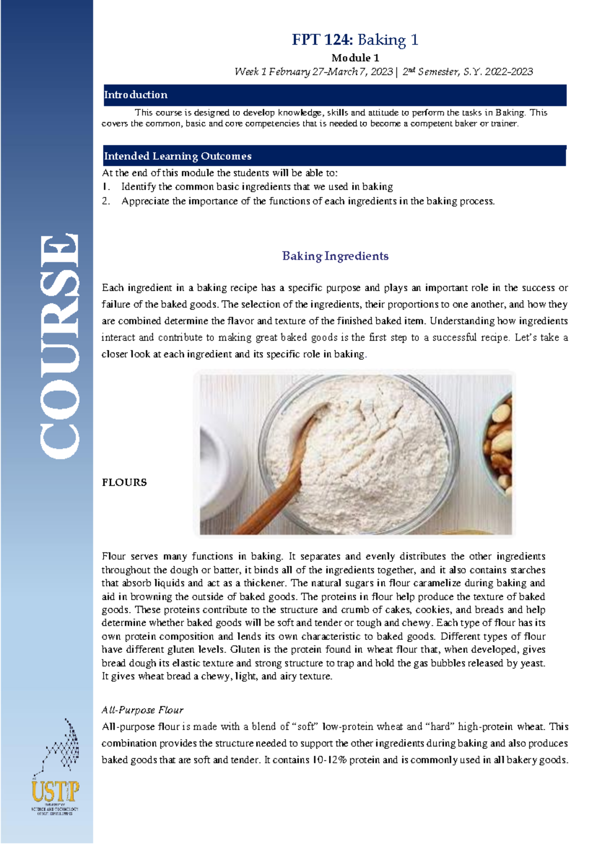 FPT-124 Module-2 - Food and Beverage Services - FPT 124: Baking 1 ...