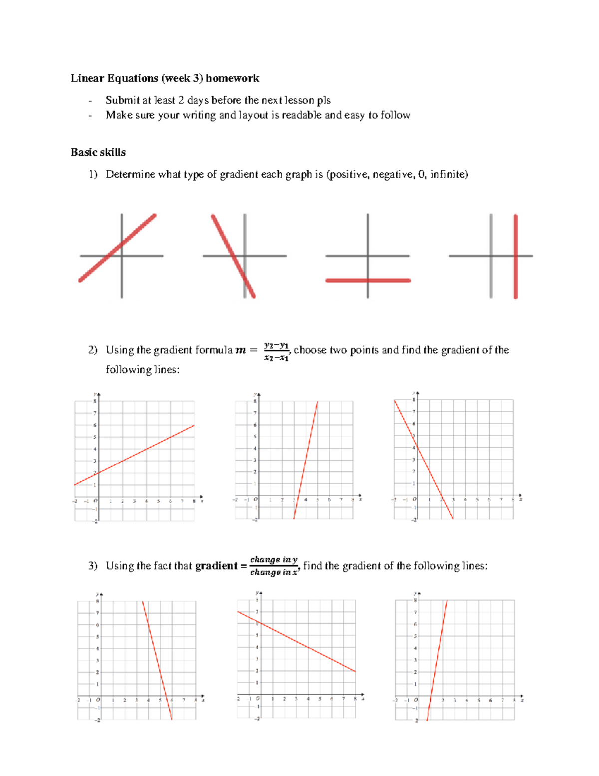Linear equations homework week 3 - Linear Equations (week 3) homework ...