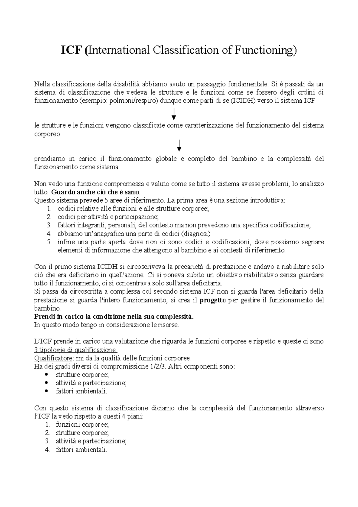 ICF - Riassunto Psicologia della disabilità e dei disturbi dello ...