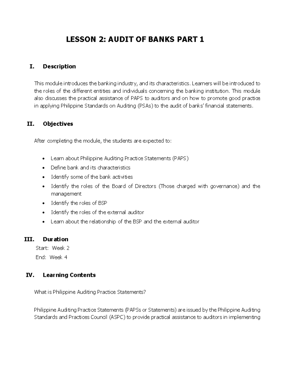 Lesson 2 - Audit of Banks Part 1 - LESSON 2: AUDIT OF BANKS PART 1 I ...