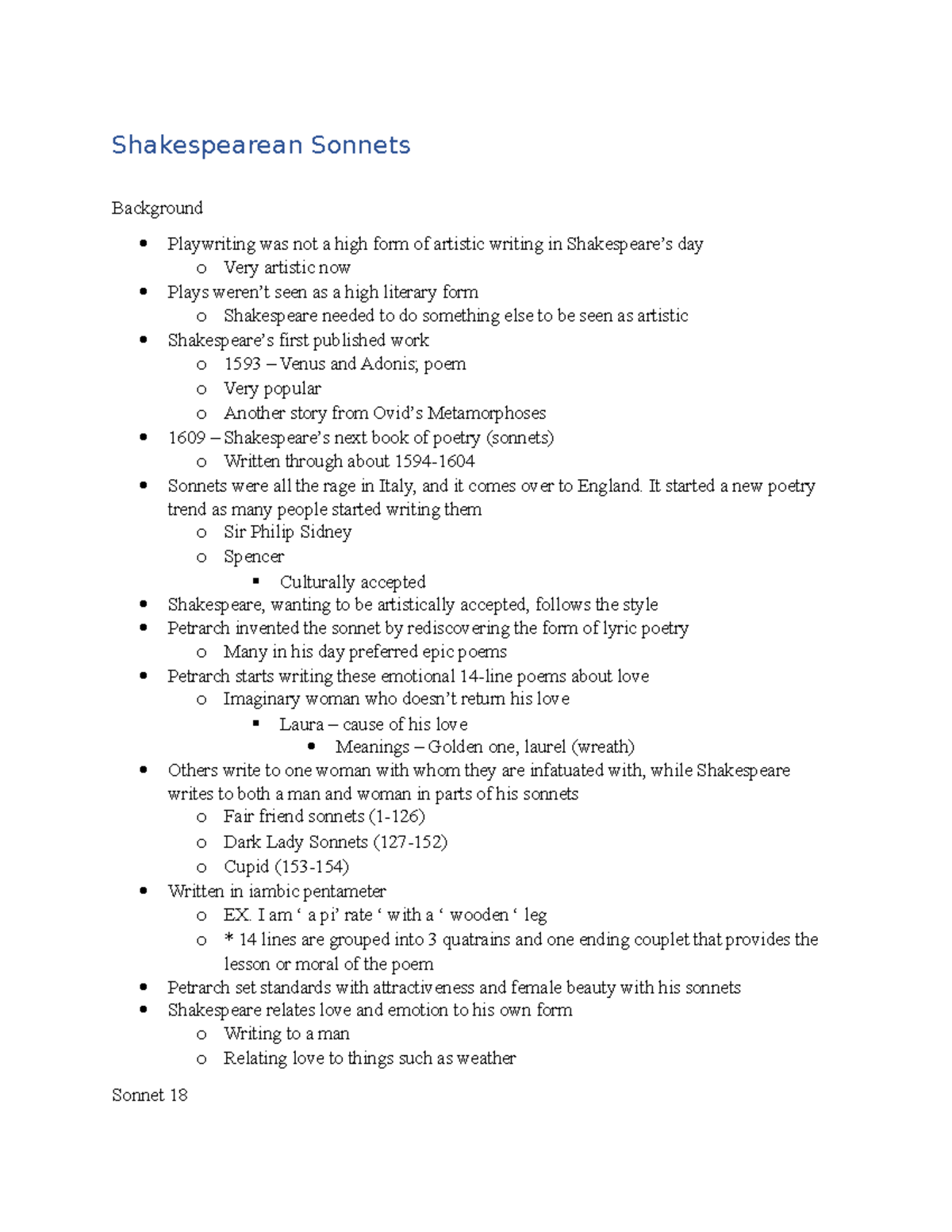 Shakespearean Sonnets - Shakespearean Sonnets Background Playwriting ...