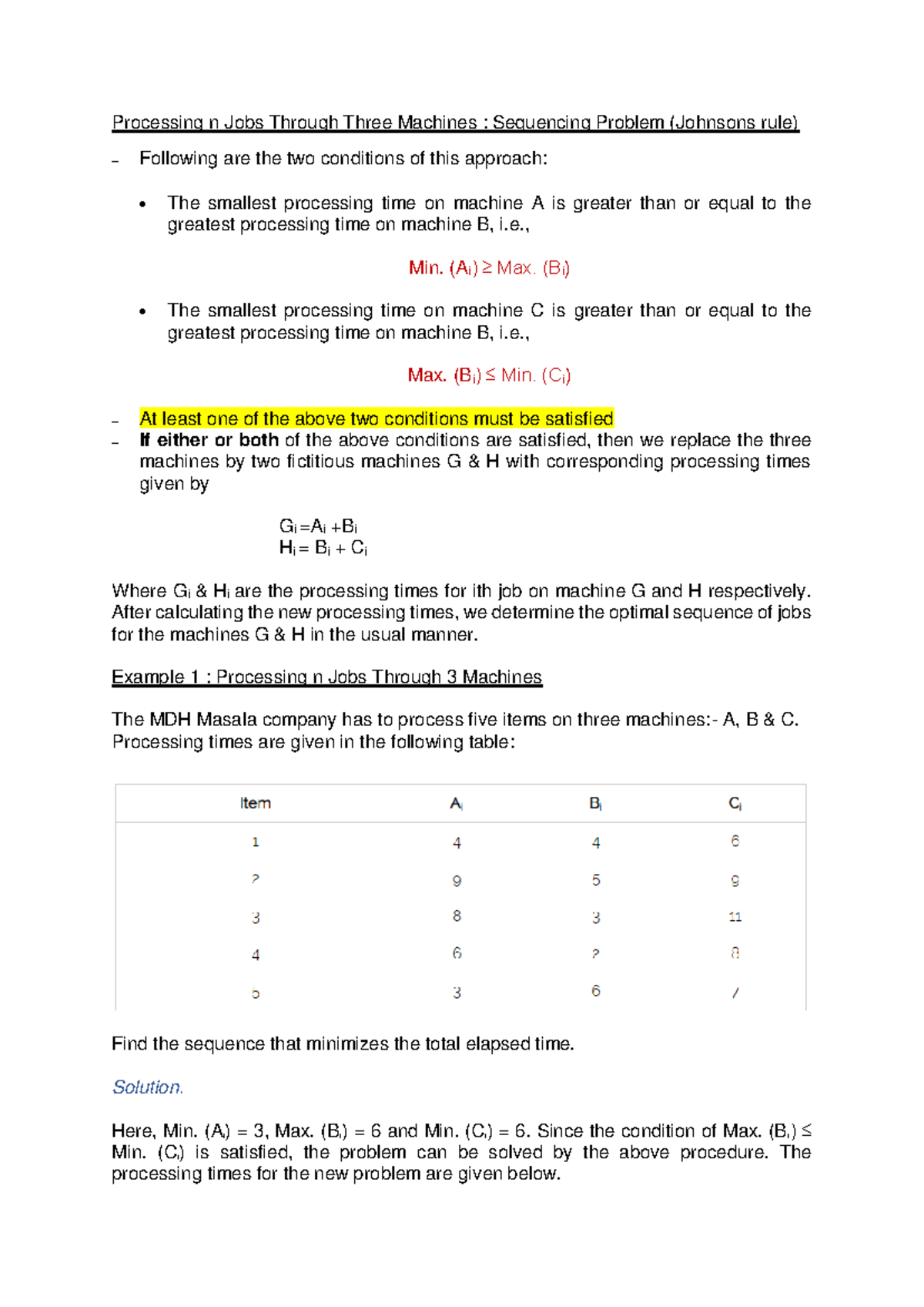 Copy of Chapter 7 job sequencing (Johnson rule) Three Machines ...