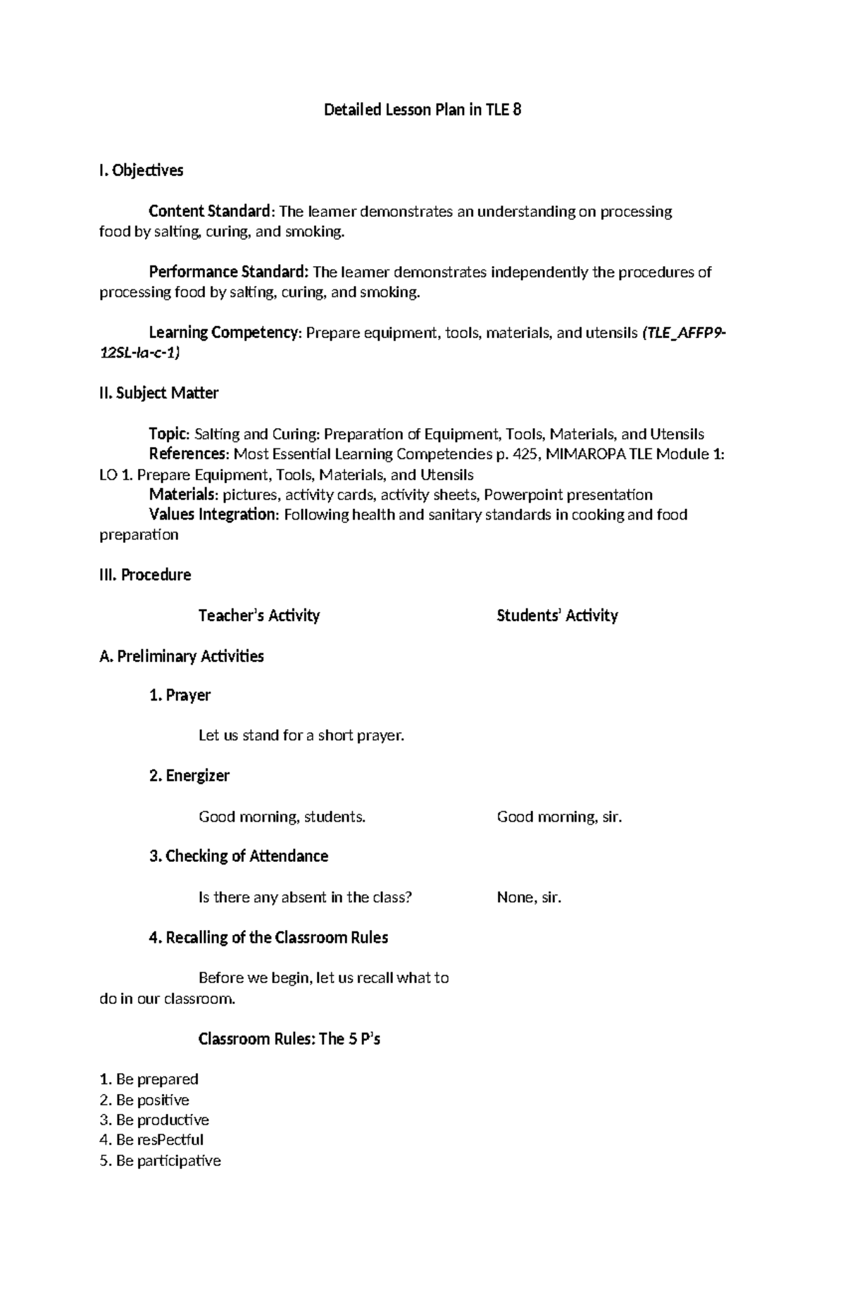 DLP TLE 8 - Summary Bachelor of Science in Business Administration ...