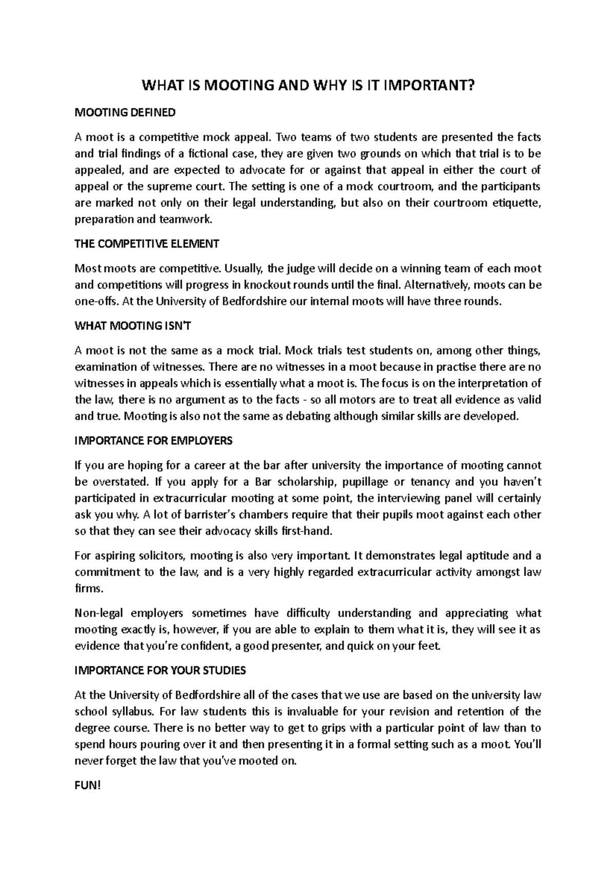 Mooting Guidance 2021 - WHAT IS MOOTING AND WHY IS IT IMPORTANT ...