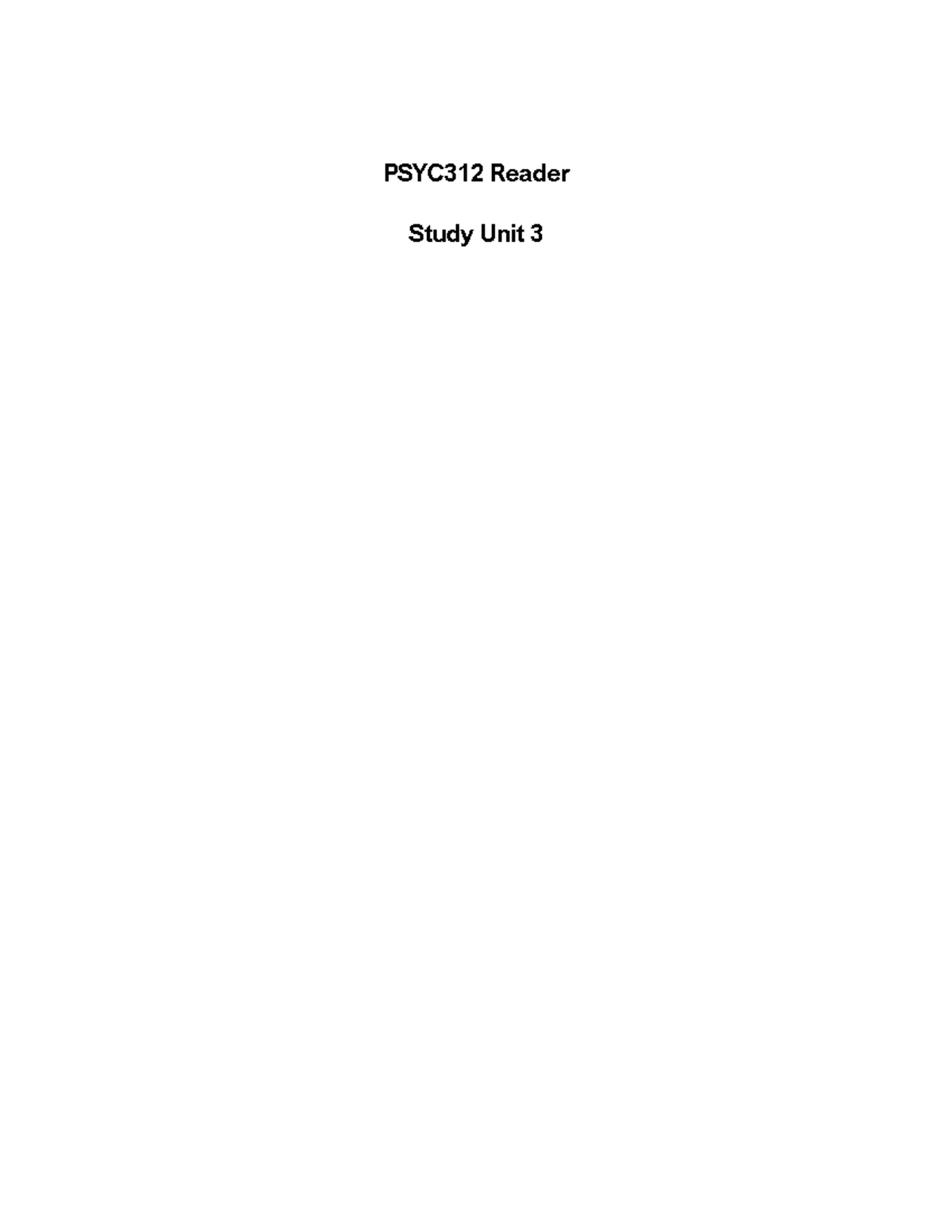 PSYC312 Study Unit 3 Full Reader Quantitative - PSYC312 Reader Study Unit 3 Contents Study ...