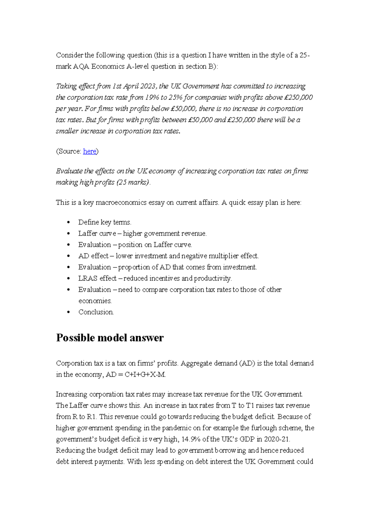 25 mark questions paper 2 sample 1 aqa - Consider the following ...