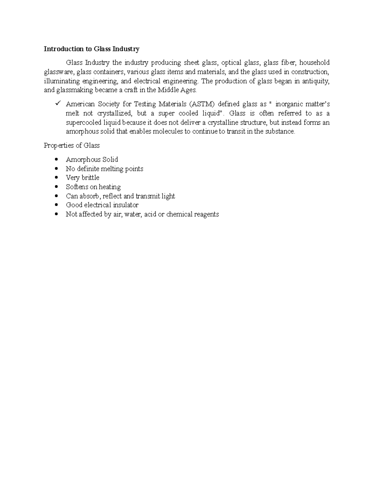 Glass and ceramics - Introduction to Glass Industry Glass Industry the ...