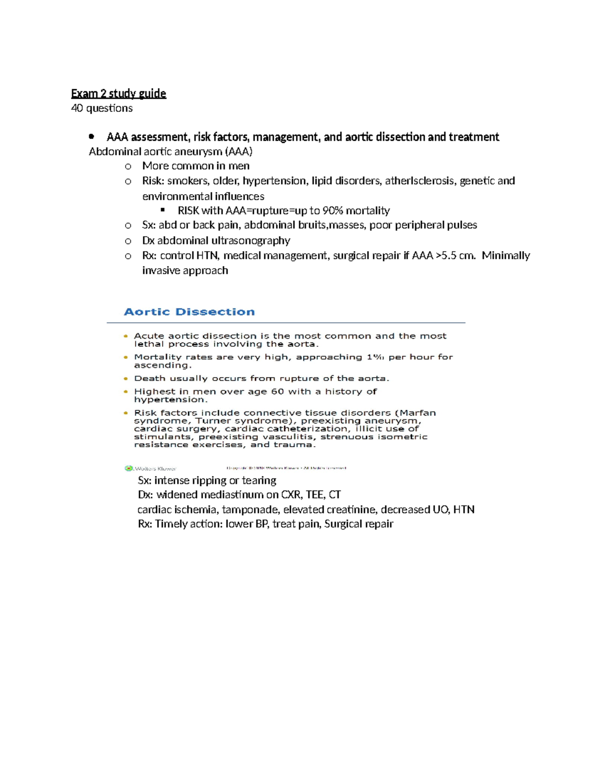 Exam 2 study guide - Exam 2 study guide 40 questions AAA assessment ...