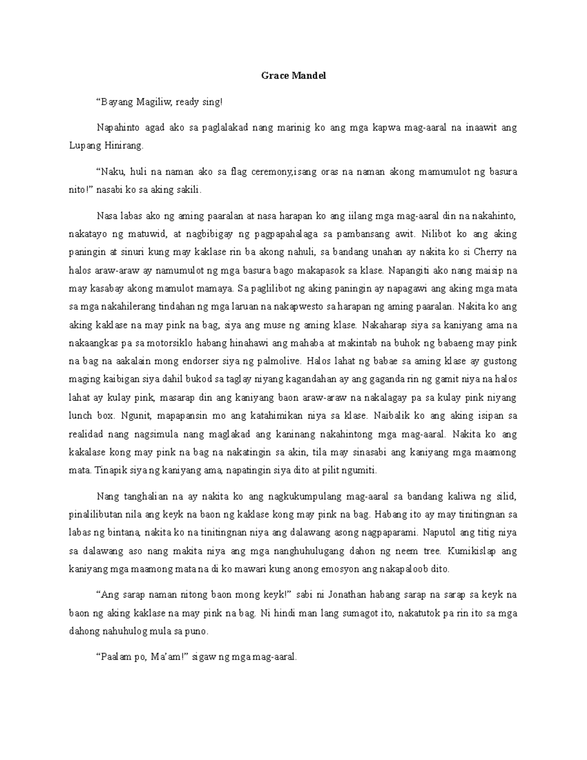 Grace-Mandel - NI AUBREY - Grace Mandel “Bayang Magiliw, ready sing ...