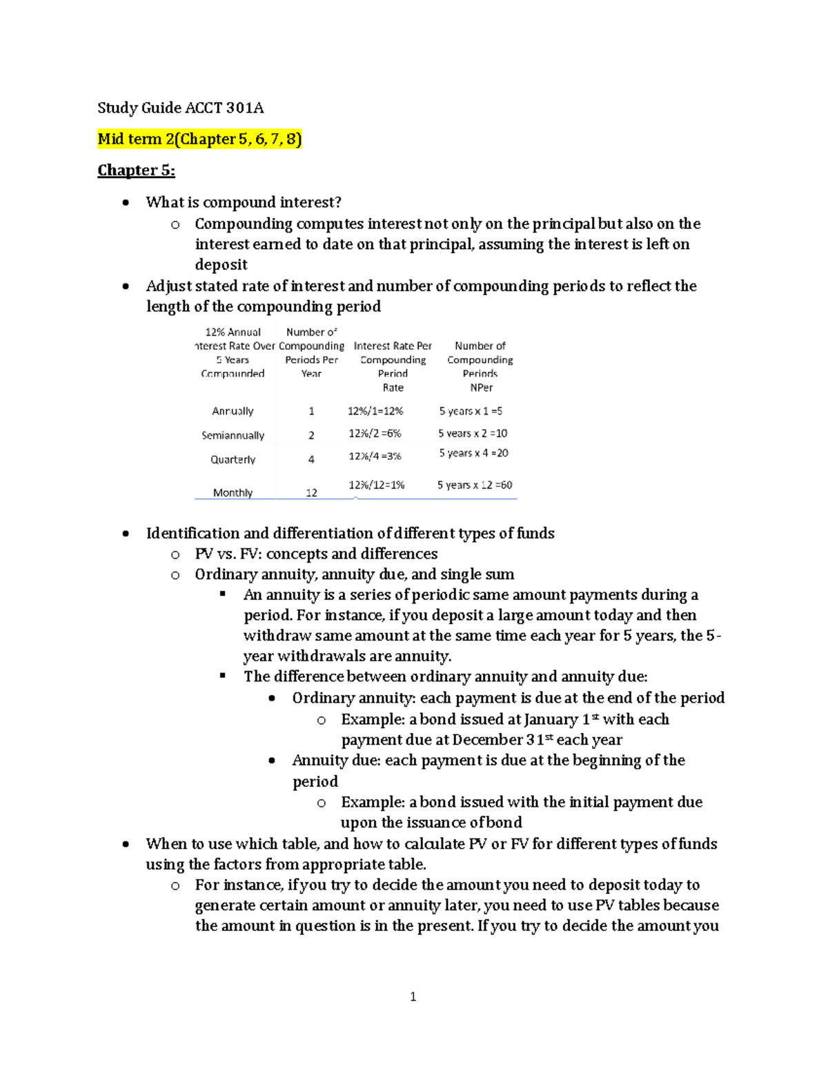 ACCT301A- Fall 2024 Midterm Exam 2 Study Guide - Study Guide ACCT 301A ...