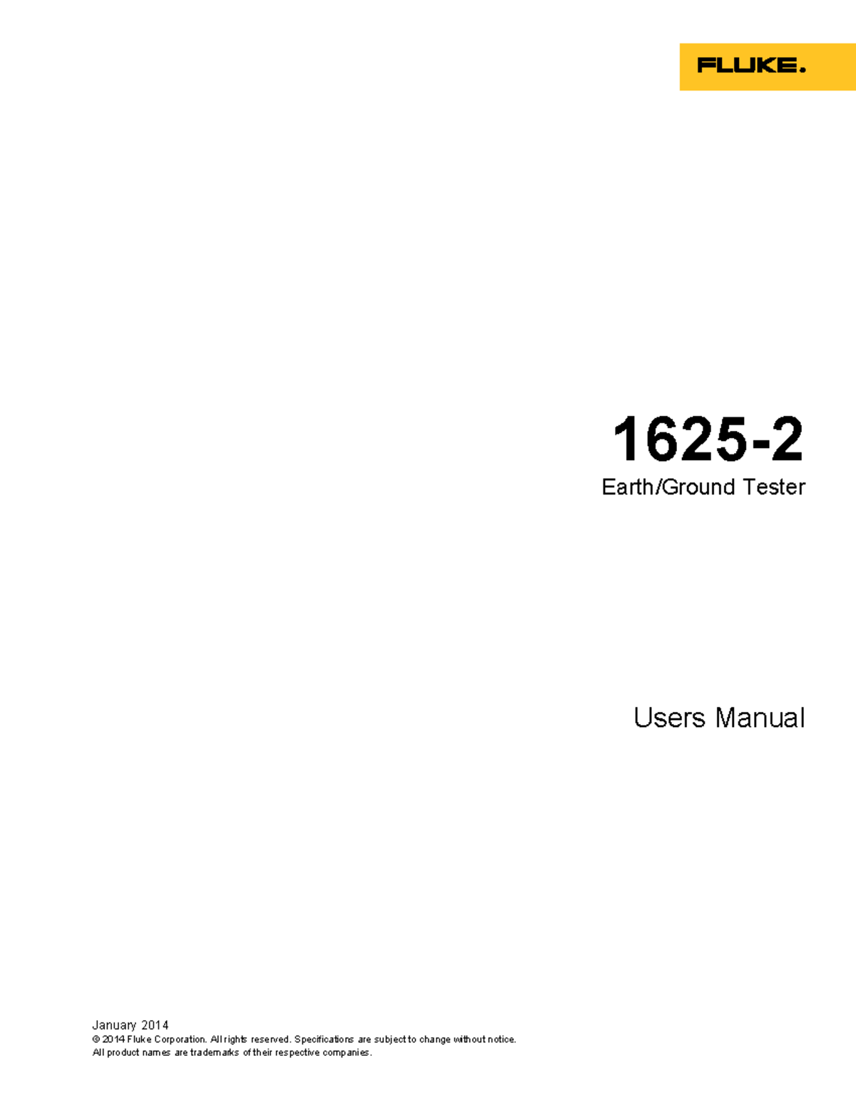 Fluke 1625 2 Manual - Abc - January 2014 © 2014 Fluke Corporation. All ...