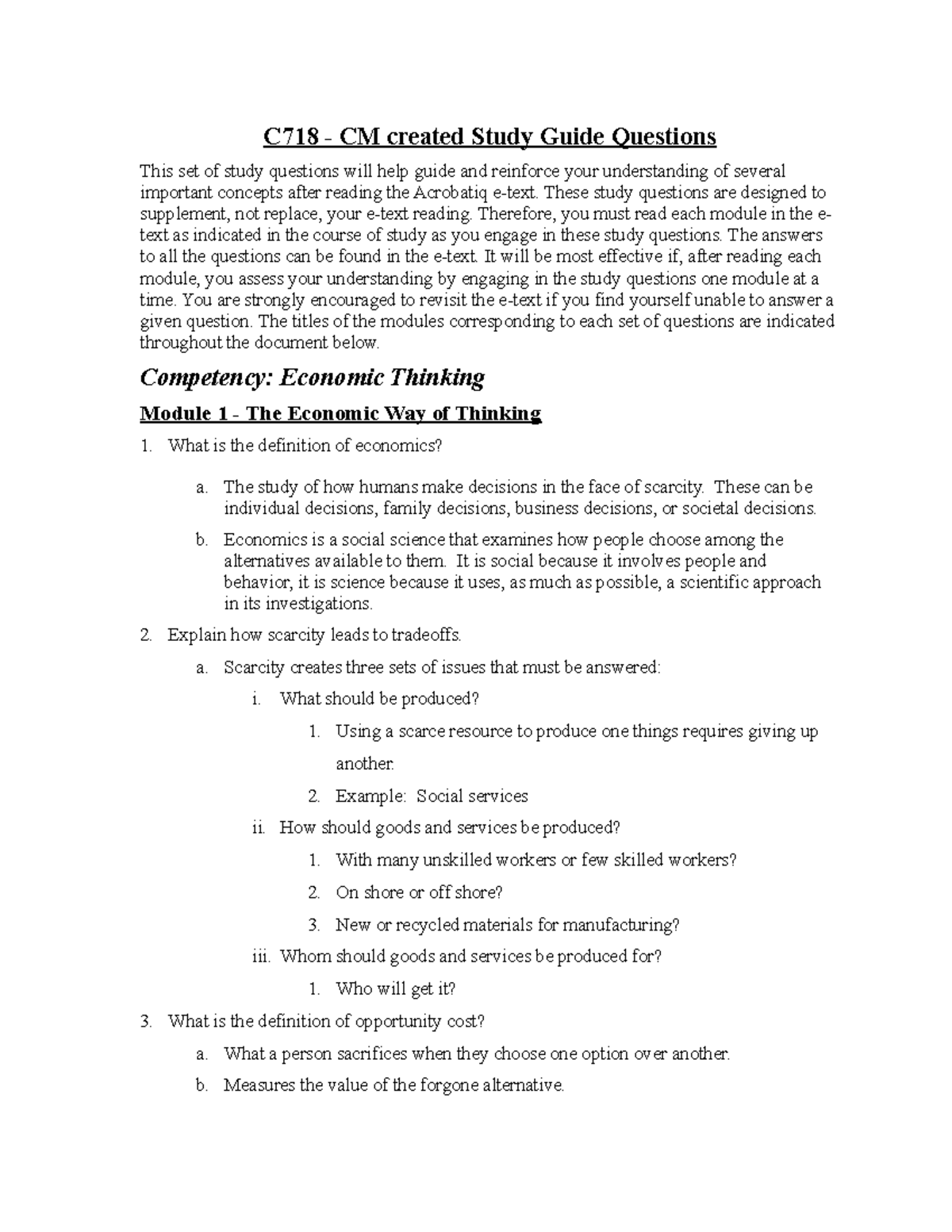 C718 V3 Study Guide Questions - C718 - CM created Study Guide Questions ...