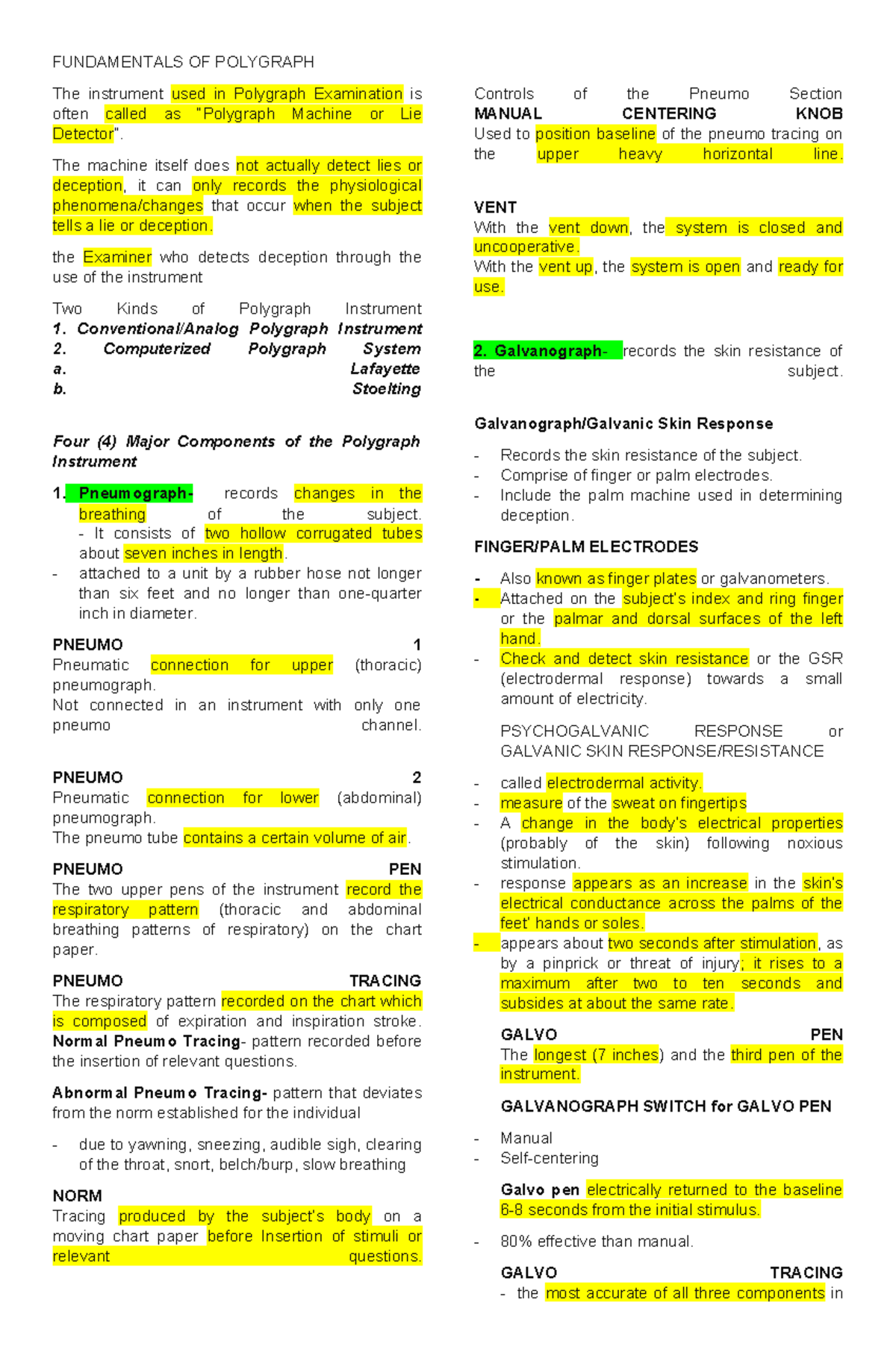 Fundamentals OF Polygraph- Reviewer - FUNDAMENTALS OF POLYGRAPH The ...