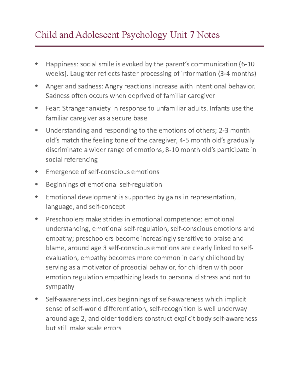 Child and Adolescent Psychology Unit 7 Notes - Laughter reflects faster ...