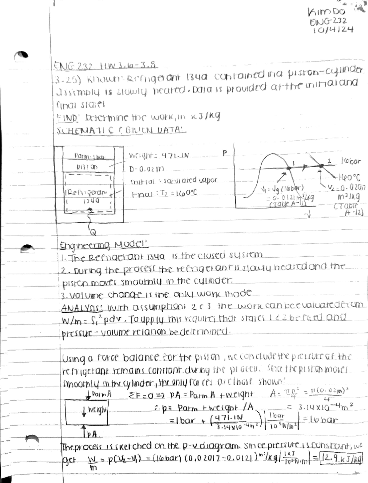 Hw3 - homework help - KIMDO ENG232 ENG 232 11W 3 3 3) known Reingerant ...