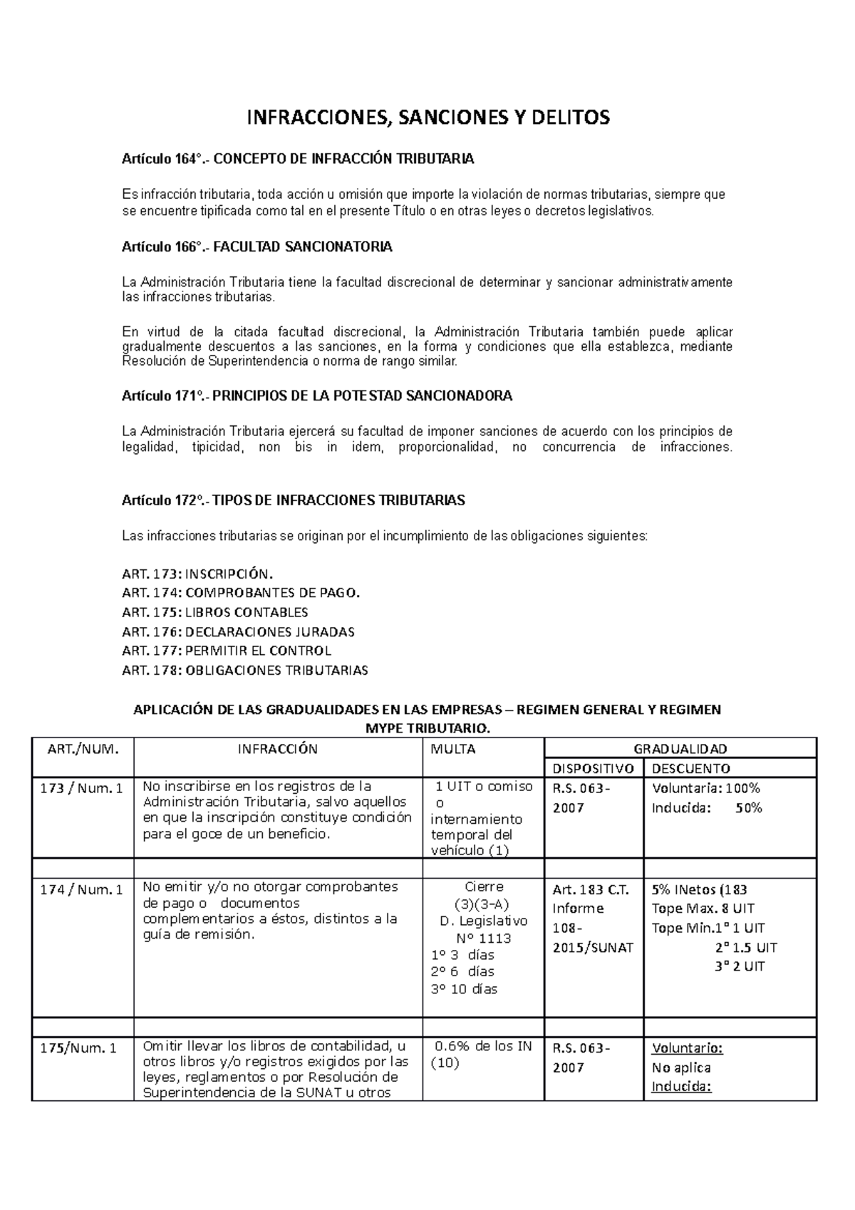 TEMA 01 - Infracciones - Sanciones - Gradualidad - INFRACCIONES, SANCIONES Y DELITOS Artículo ...